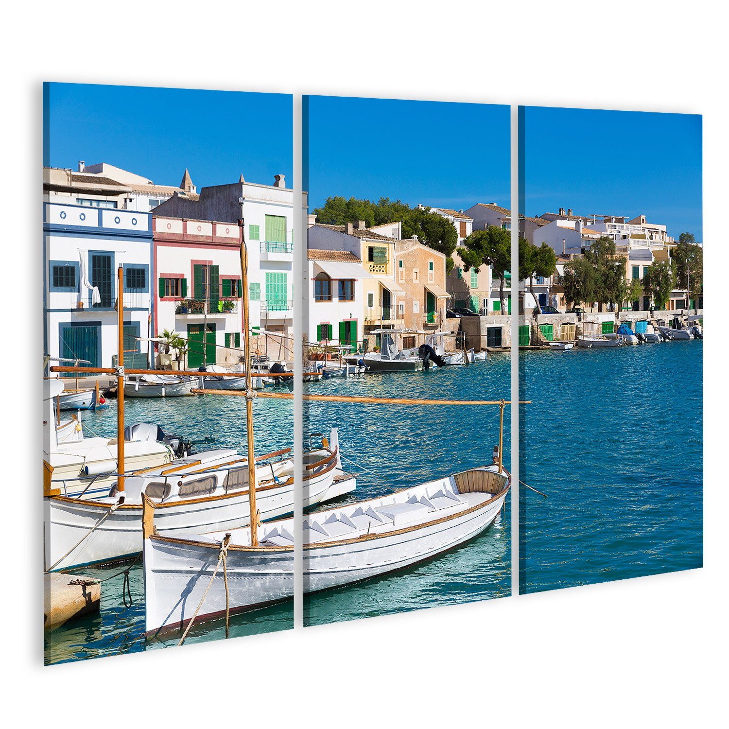 islandburner Leinwandbild »Bild auf Leinwand Mallorca Porto Colom Felanitx Hafen Mallorca ...