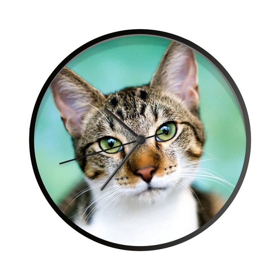 Muchowow Wanduhr Katze Porträt Augen Uhrwerk Inkl Batterie