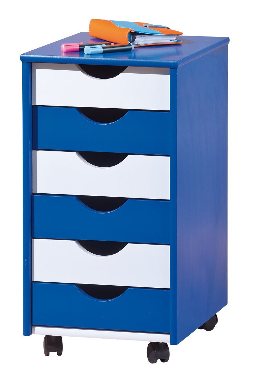 ebuy24 Kommode »Bepe Kommode Rollcontainer, 6 Schubladen blau, wei ...
