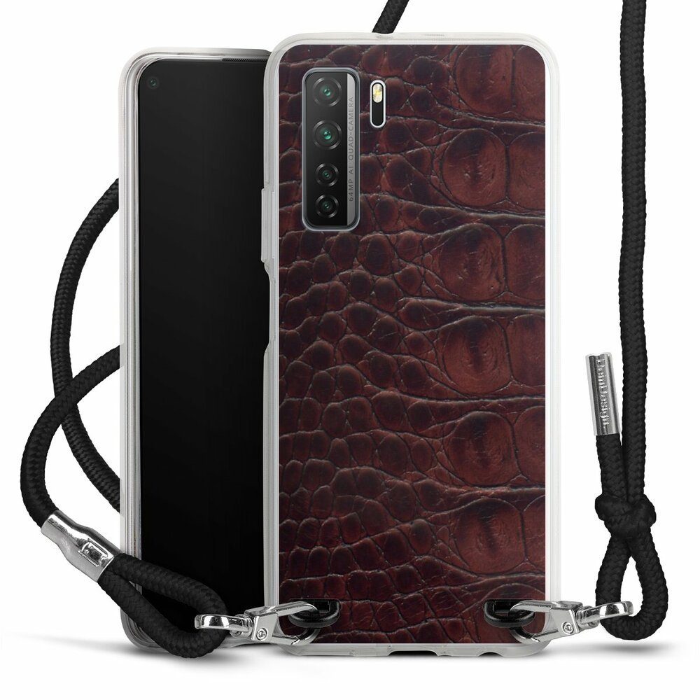 Deindesign Handyhülle Croco Dark Brown Huawei P40 Lite 5g Handykette