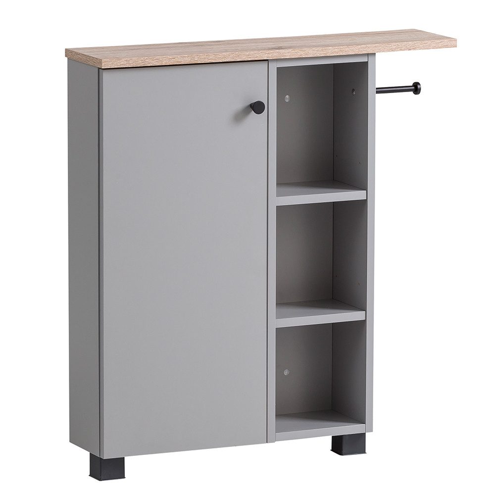 Lomadox Seitenschrank Barletta 80 Platingrau Mit Wildeiche Nb 1 Tür