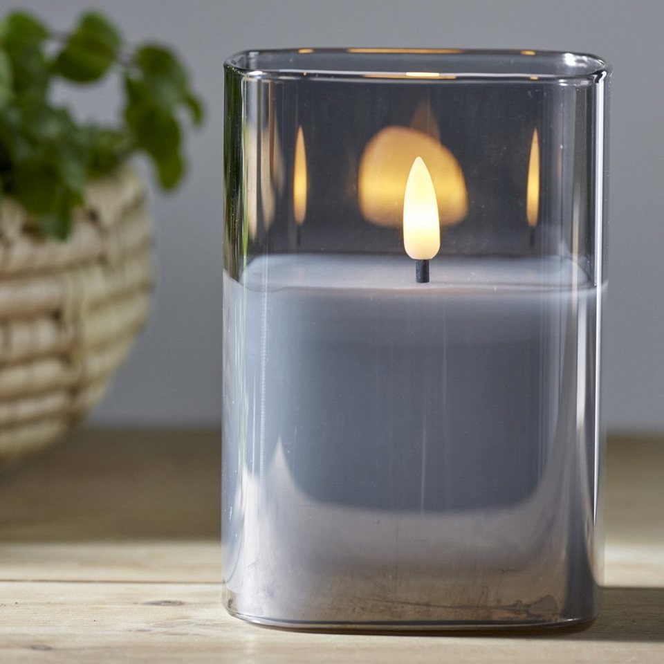 Star Trading Led Kerze Led Windlicht Im Glas Echtwachs Flackernd Timer