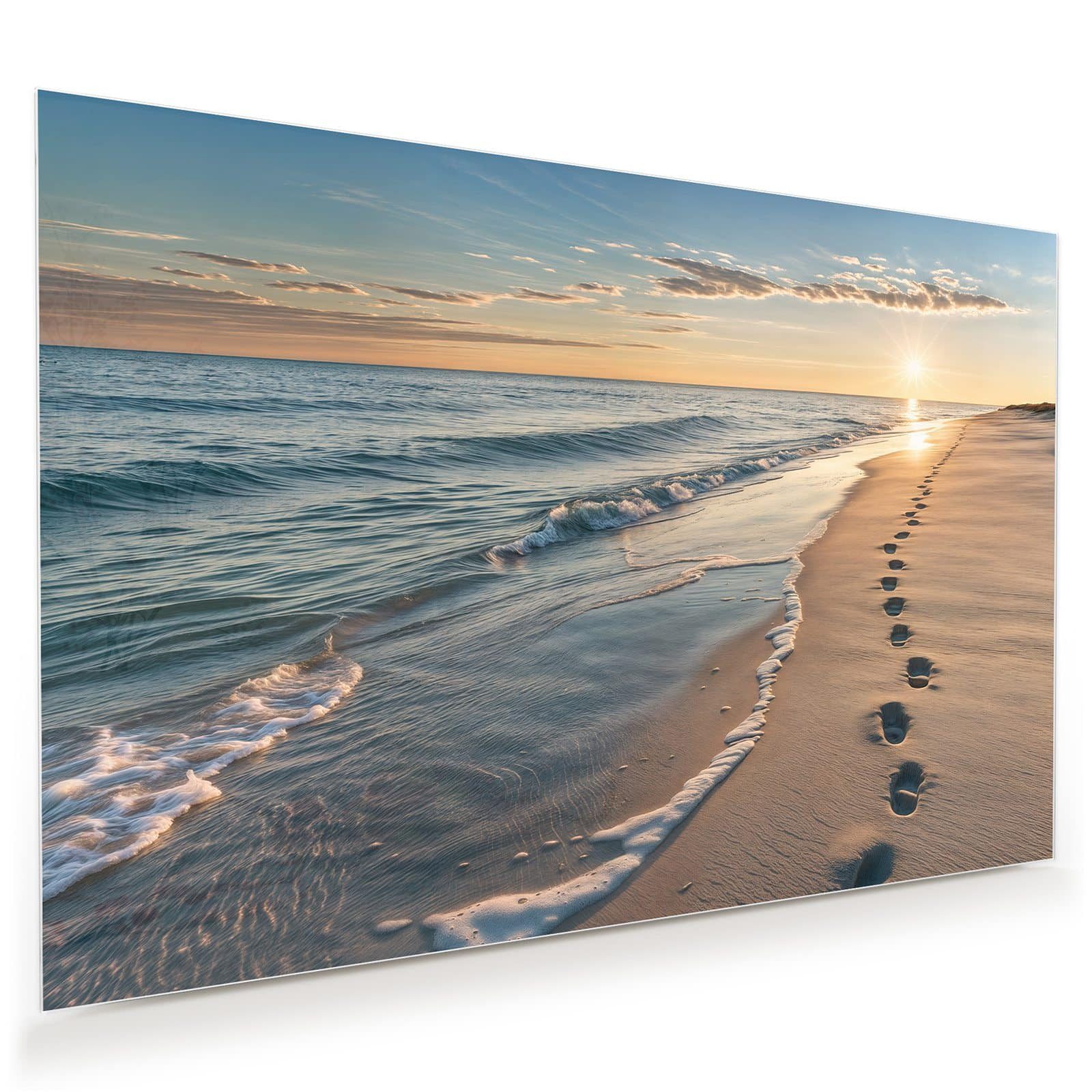 Primedeco Glasbild Wandbild Strandspuren mit Aufhängung, Strand & Meer (21 verschiedene Größen ...