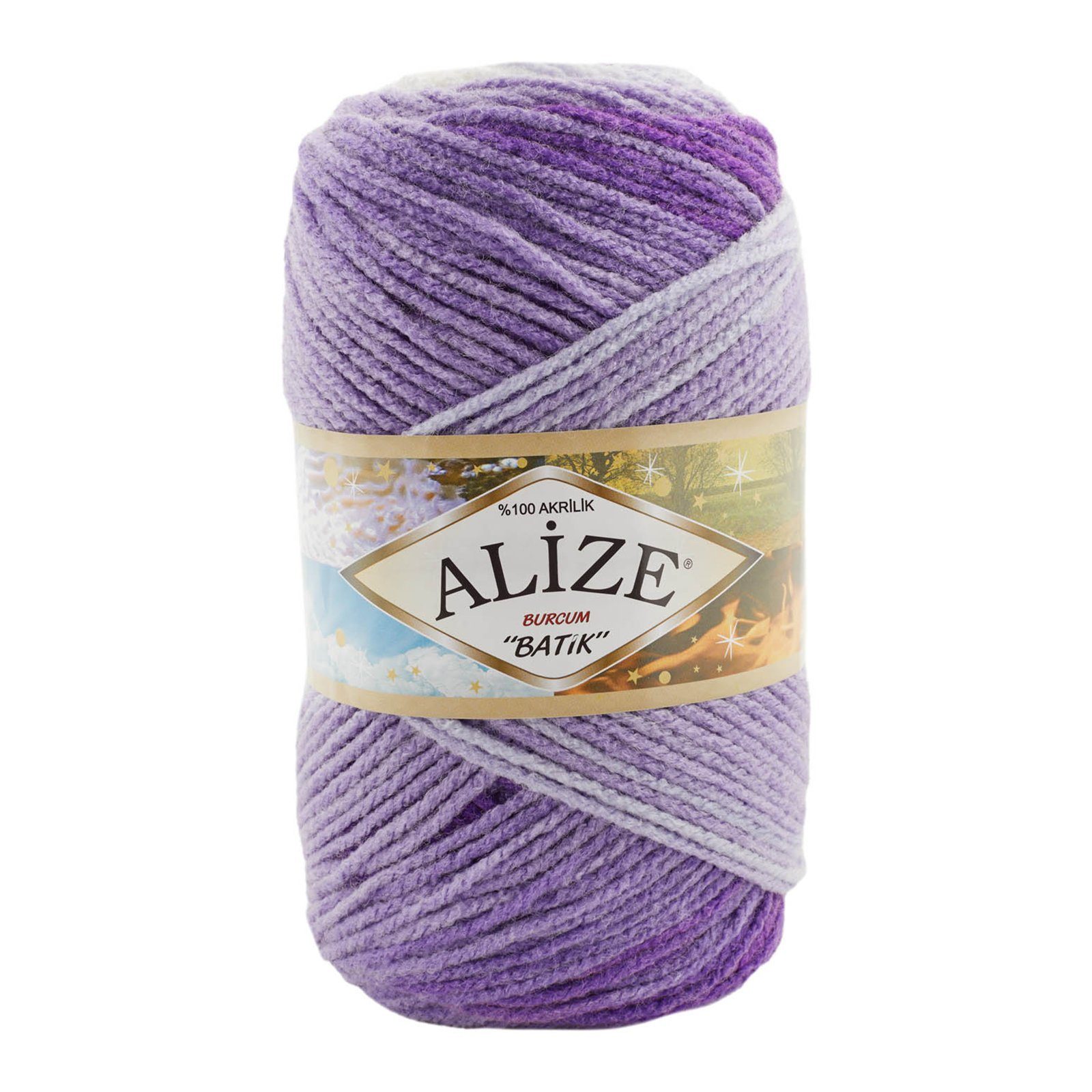 Alize 100g Strickgarn Alize Burcum Batik Strickwolle Handstrickgarn Effektgarn, 210 m, 2167 weiß ...