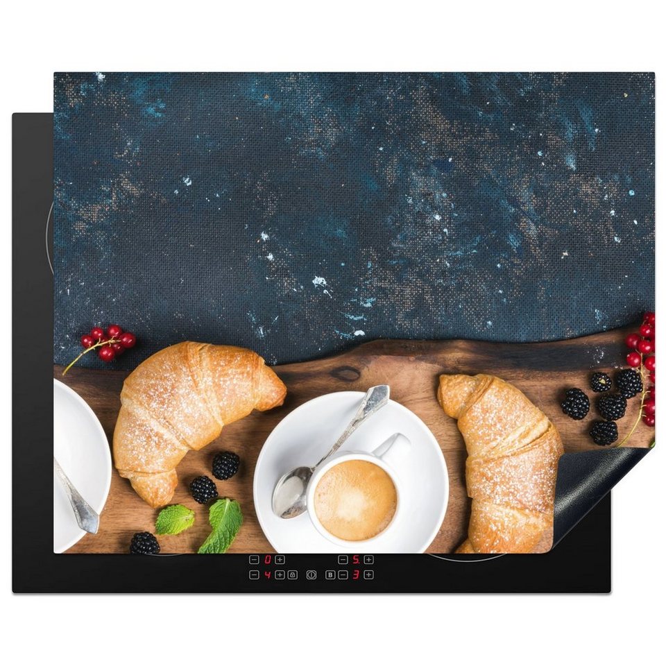 Muchowow Herdblende Abdeckplatte Croissant Obst Kaffee Küche