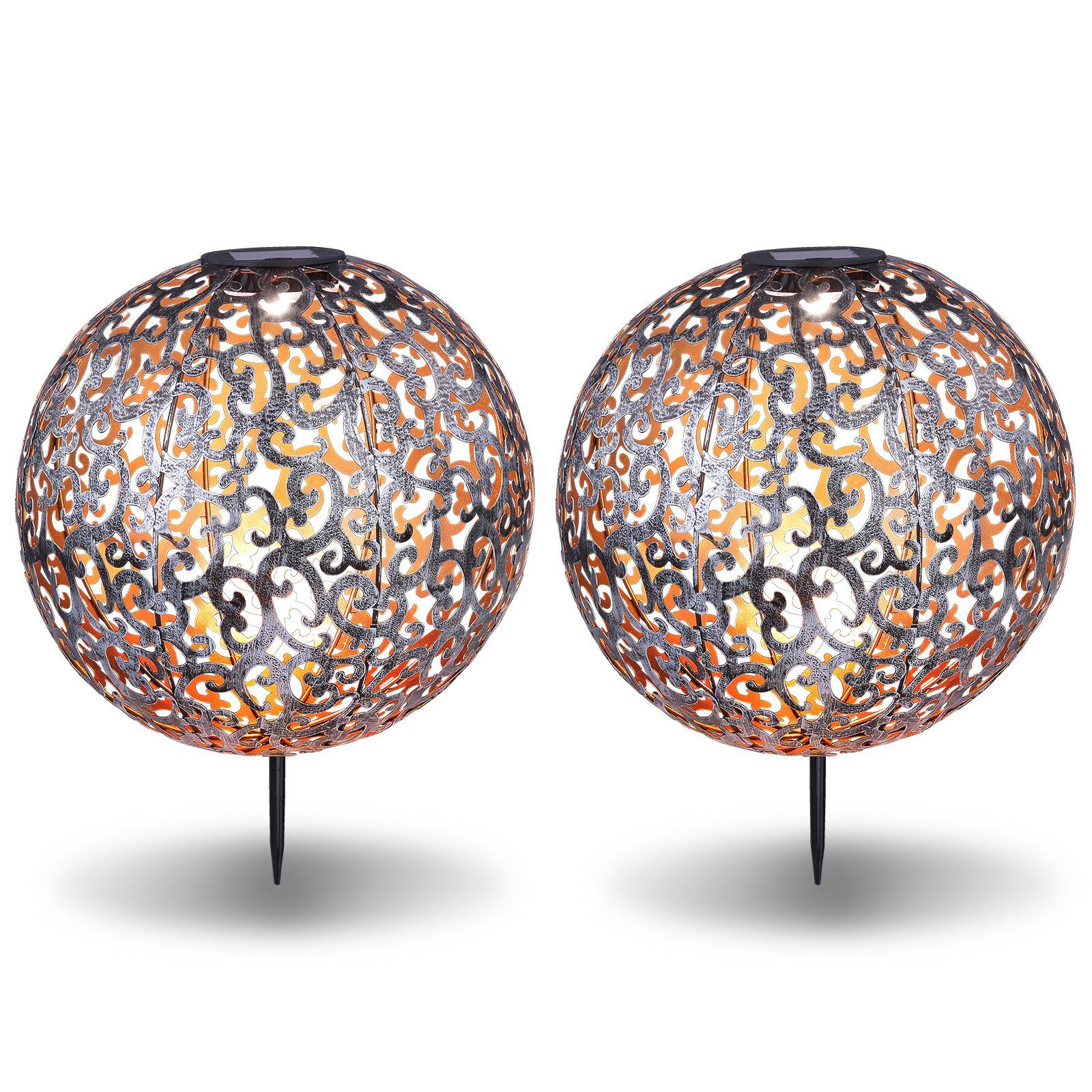 bmf-versand LED Solarleuchte Solarleuchte Garten Solarlampe 2er Set Außen Kugel 28 cm LED ...