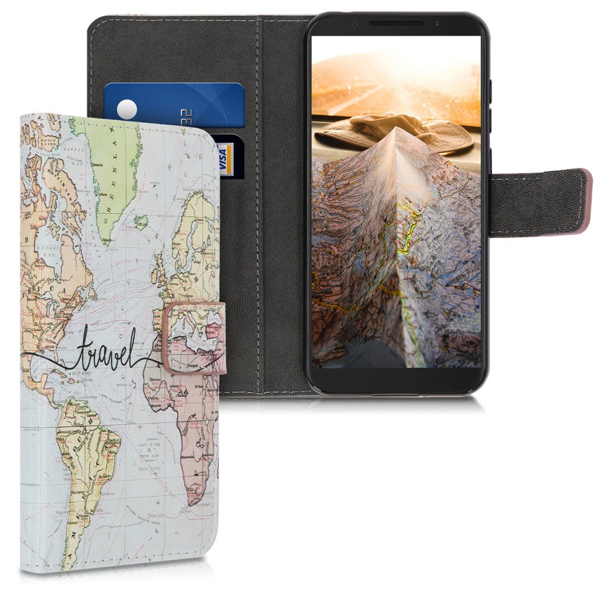 Kwmobile Handyhülle Hülle Für Alcatel 1s Kunstleder Handy Wallet
