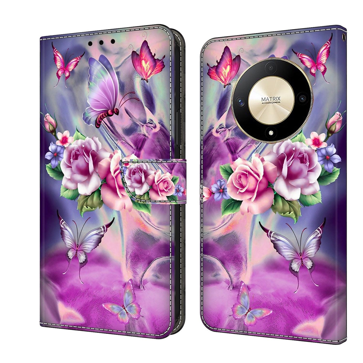 Wigento Handyhülle Für Honor Magic 6 Lite Kunst Leder Book Wallet