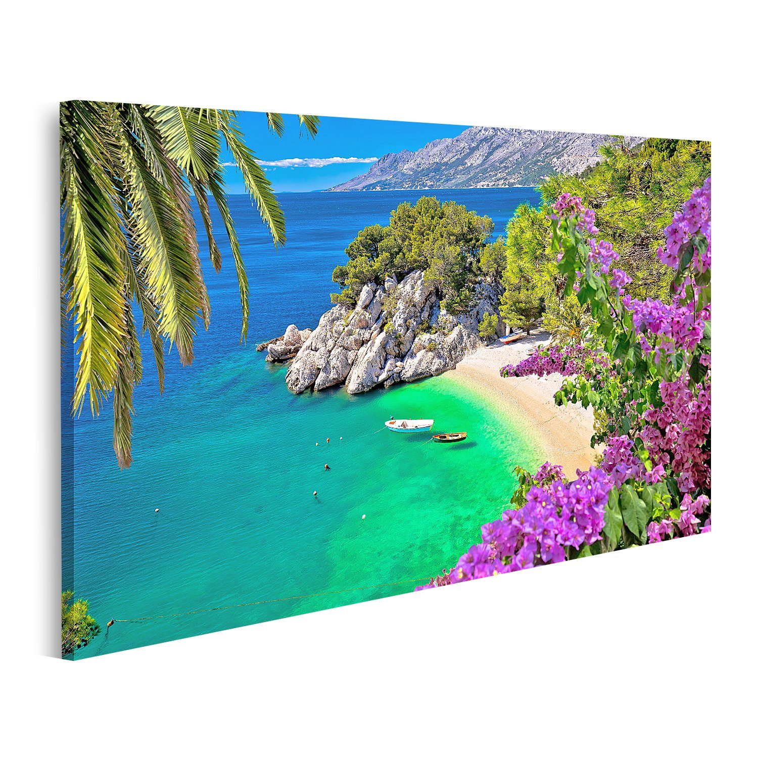 islandburner Leinwandbild Bild auf Leinwand Idyllischer Strand Punta Rata Brela Luftaufnahme ...