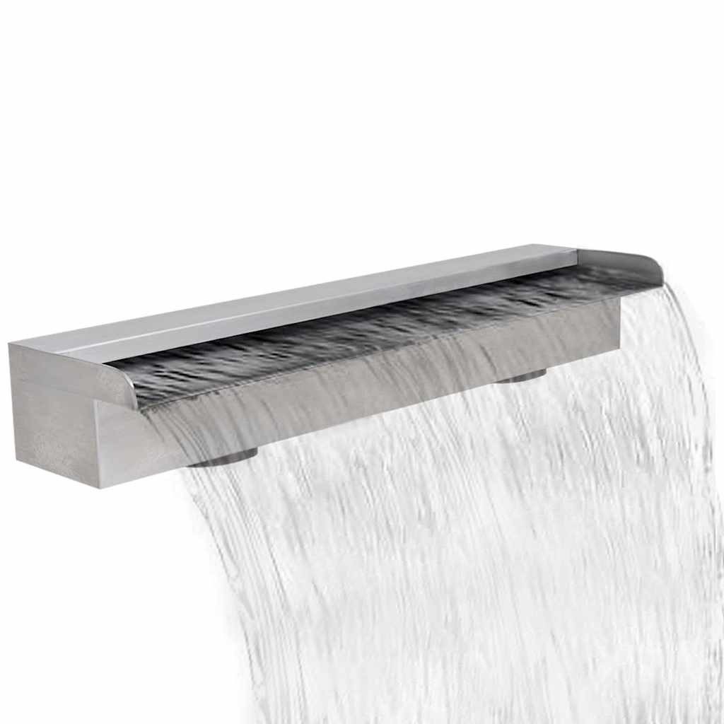 vidaXL Wasserfall Pool-Wasserfall Fontäne Rechteckig Edelstahl 90 cm