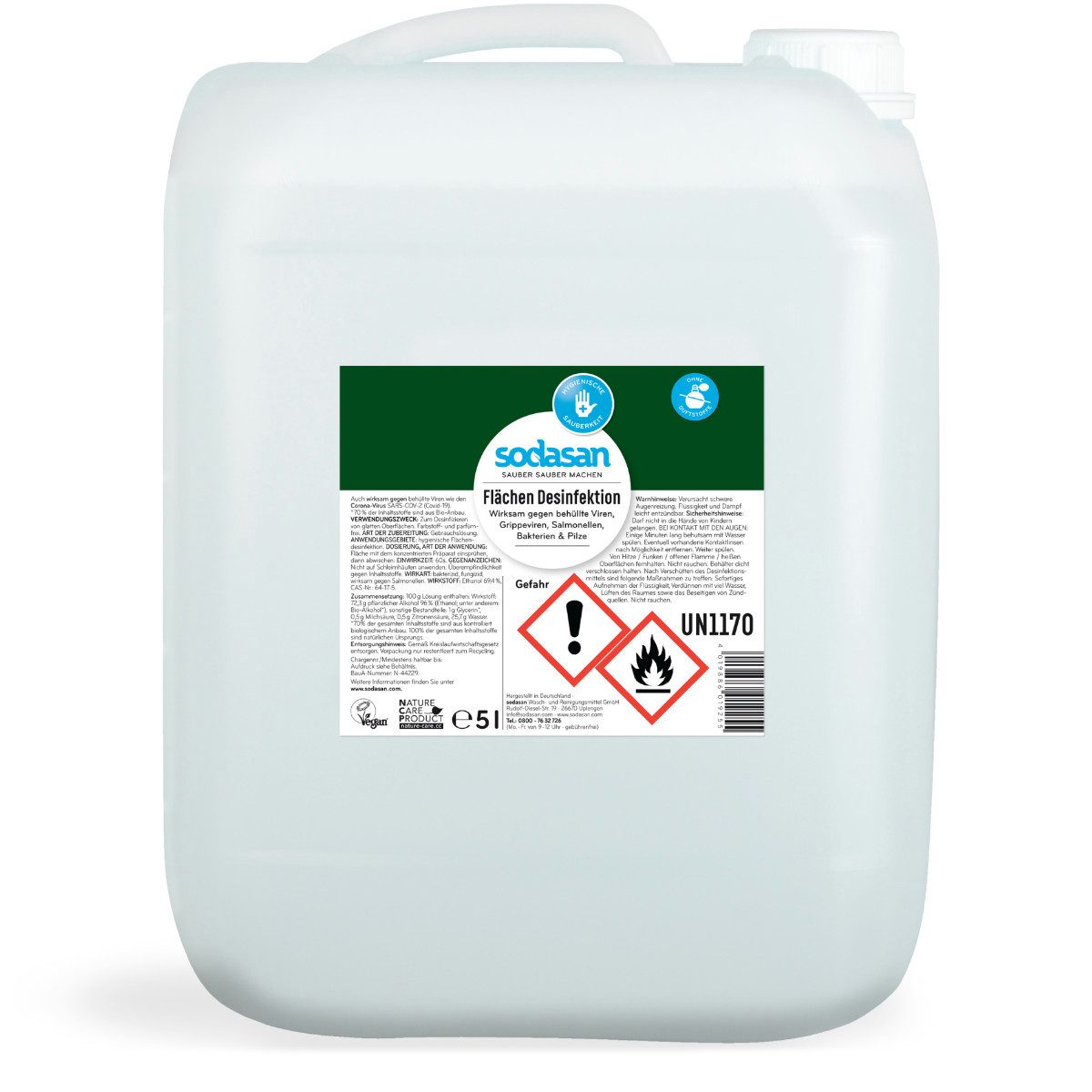 Sodasan Handseife Händedesinfektion - Kanister 5L, Naturprodukt