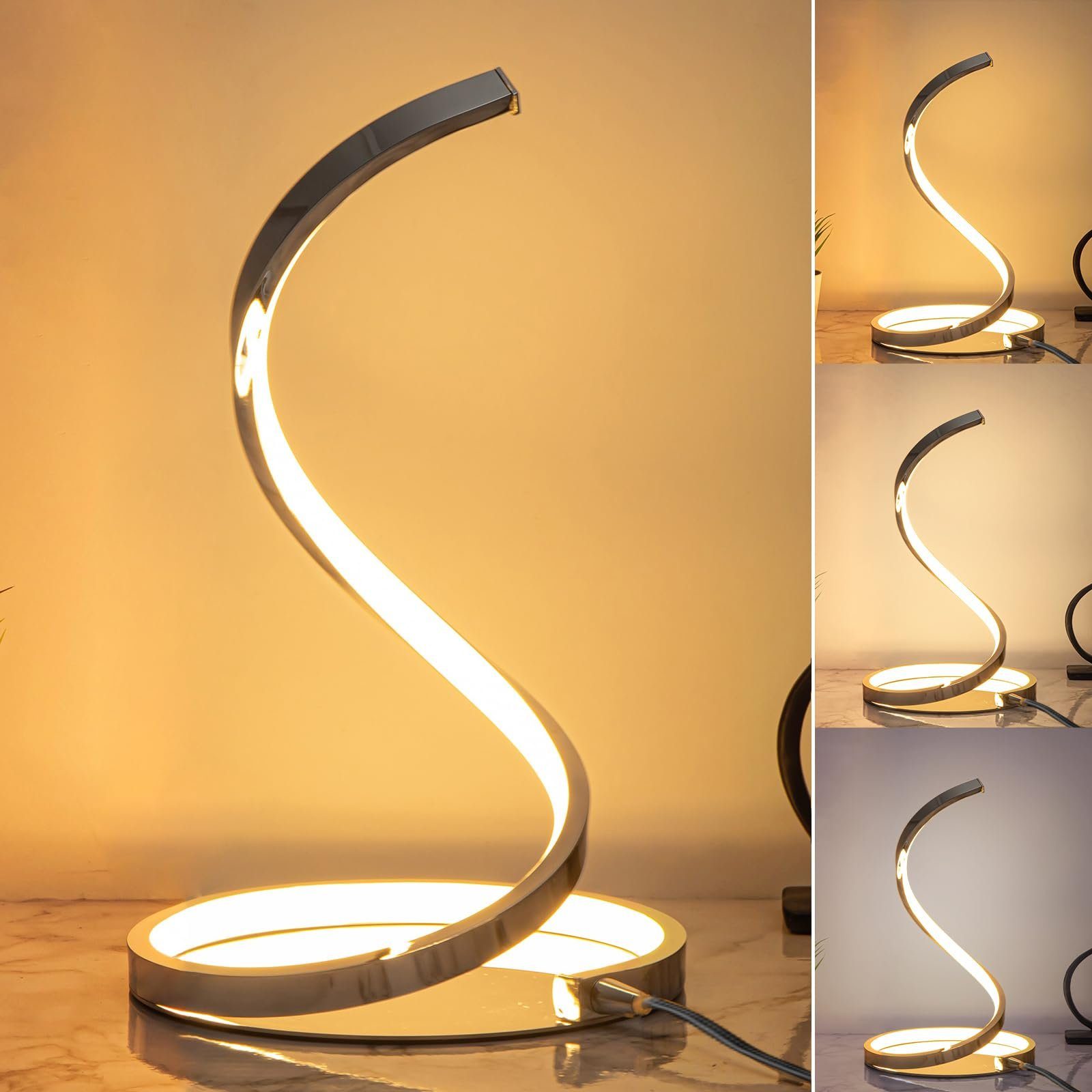 Jdong Led Tischleuchte Tischlampe Moderne Touch Dimmbar Spiral Design