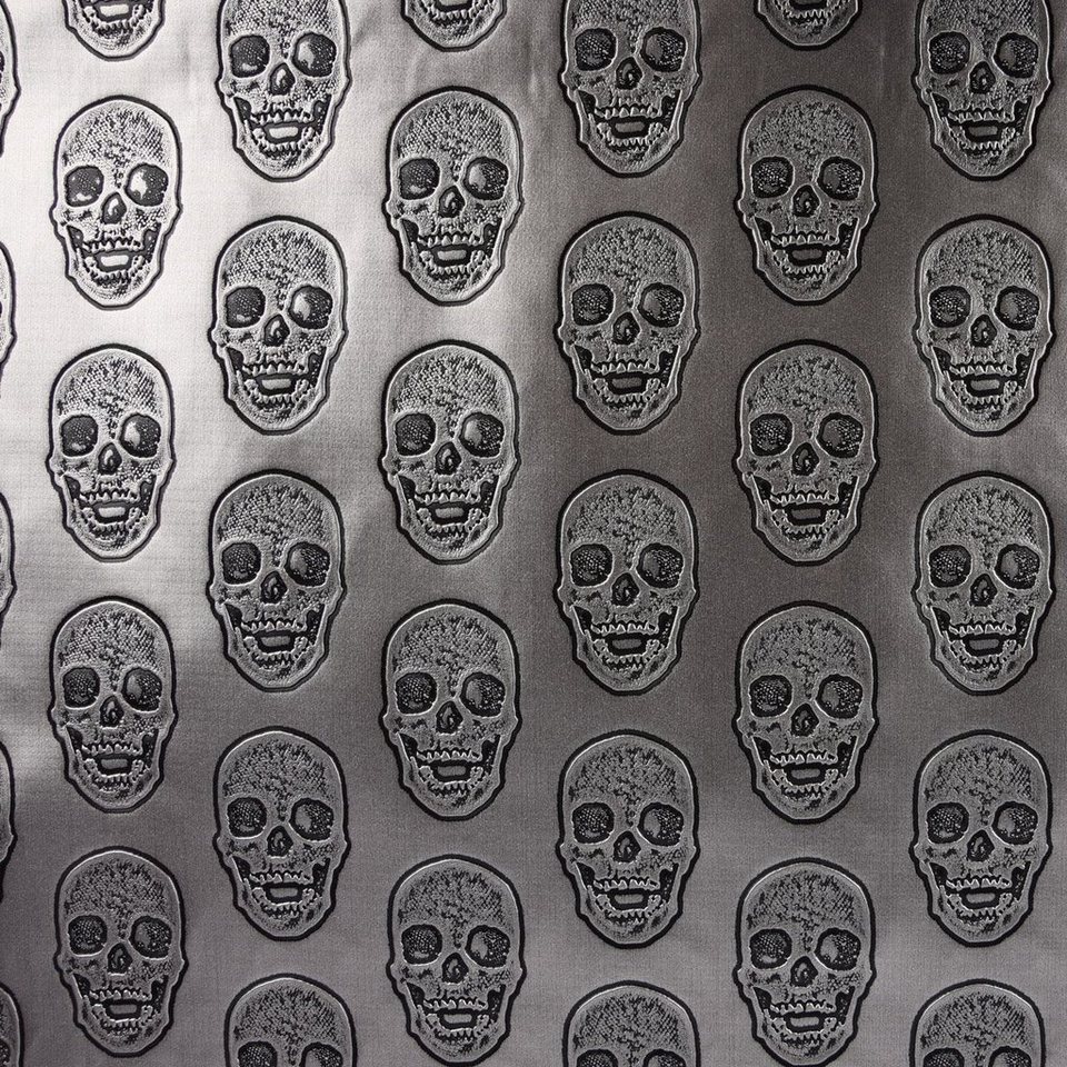 SchÖner Leben Stoff Kunstleder Lederimitat Relief Totenkopf Metallic