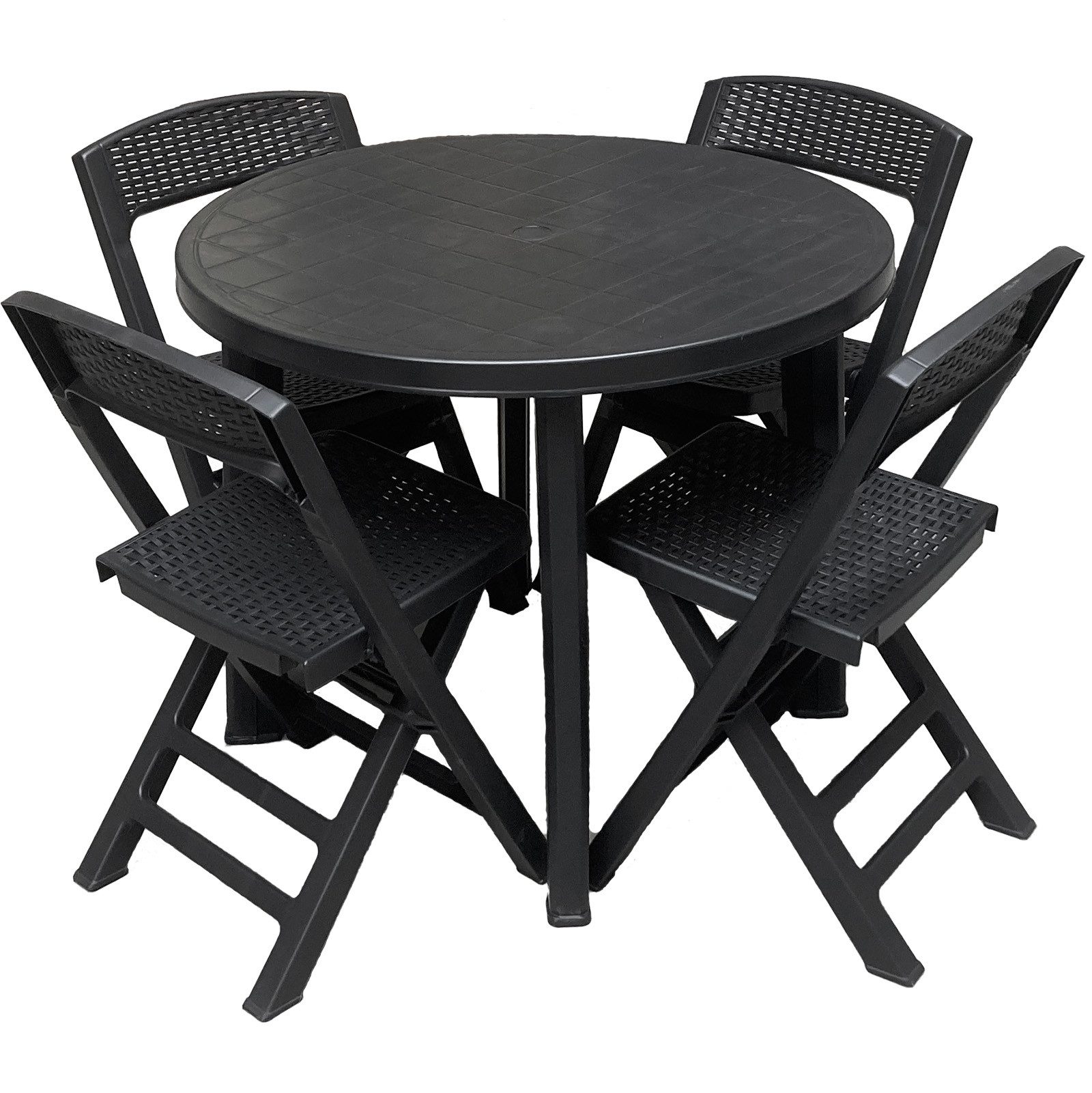 Progarden Sitzgruppe Gartenmöbel Kunststoff 5 Tlg. Terrassenmöbel Terrasse Schwarz, (Set, 5-tlg ...