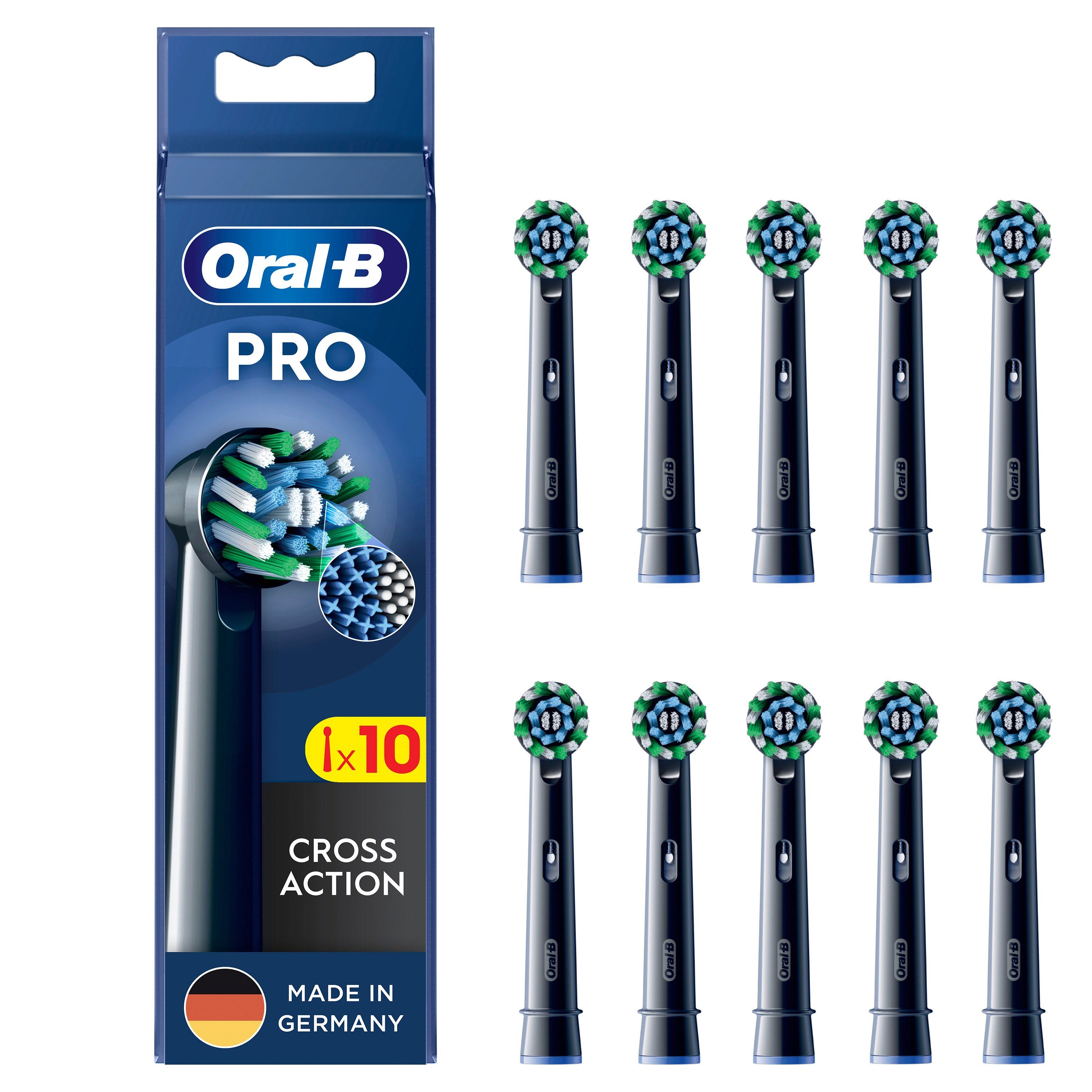 Oral-B Aufsteckbürsten Pro - CrossAction - 10er Pack - Black, Zahnbürstenkopf, Ersatzbürste