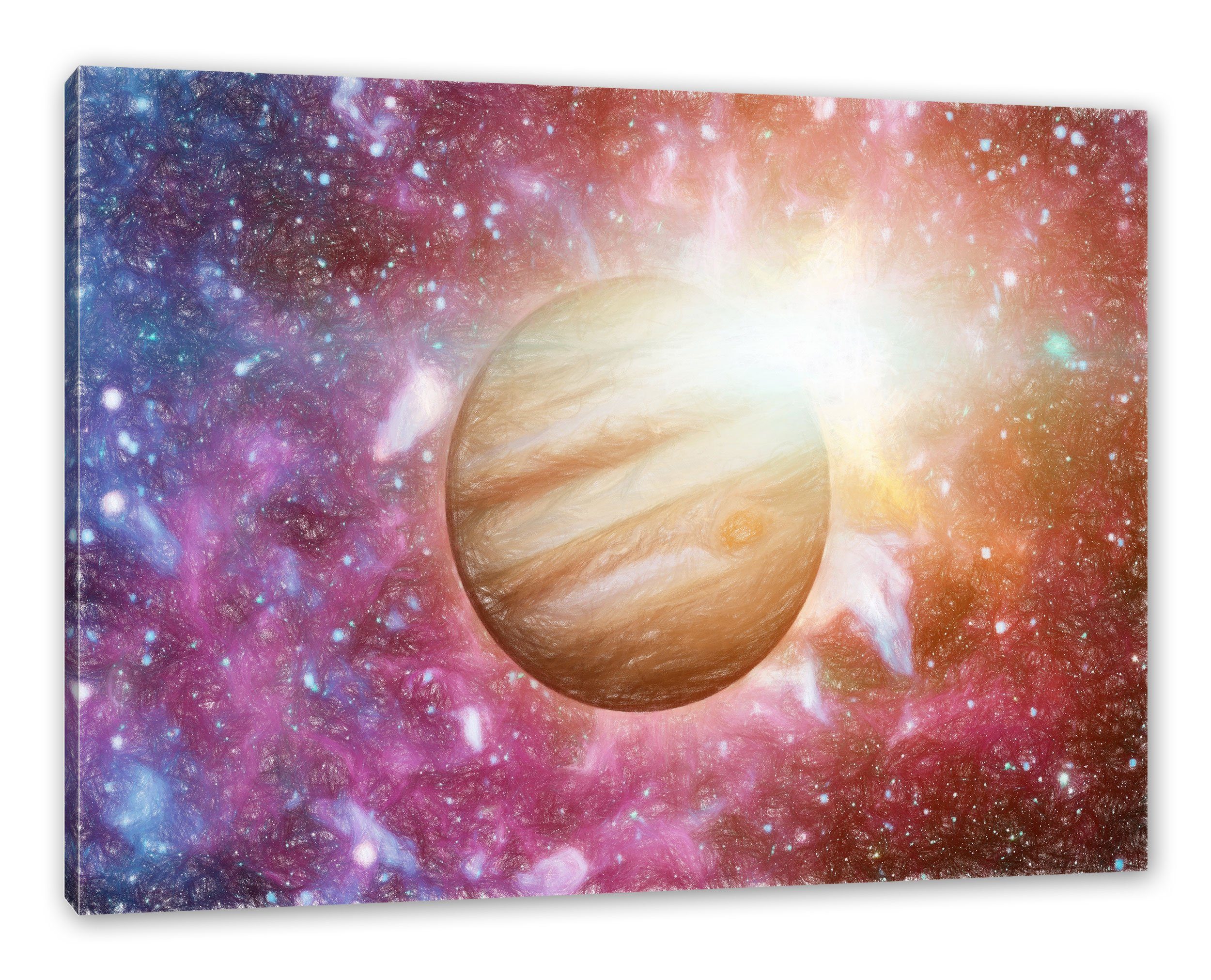 Pixxprint Leinwandbild Planet Jupiter im Universum, Planet Jupiter im Universum (1 St ...