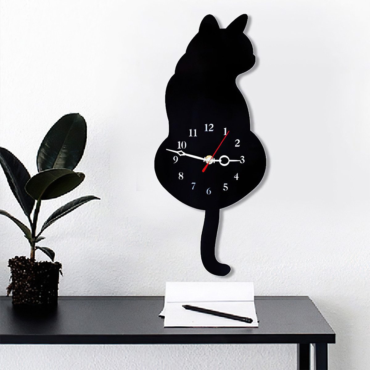 Dopwii Wanduhr Kreative Katze Wanduhr Pendeluhr Für Wohnzimmer