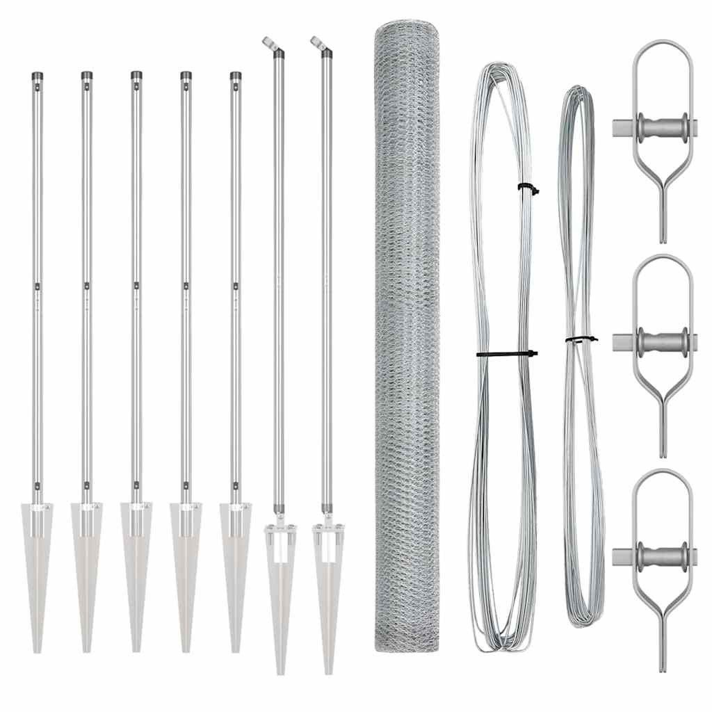 vidaXL Gartenzaun Schweißdrahtzaun mit Spikes 25 x 1,5 m (B x H), (1-St ...