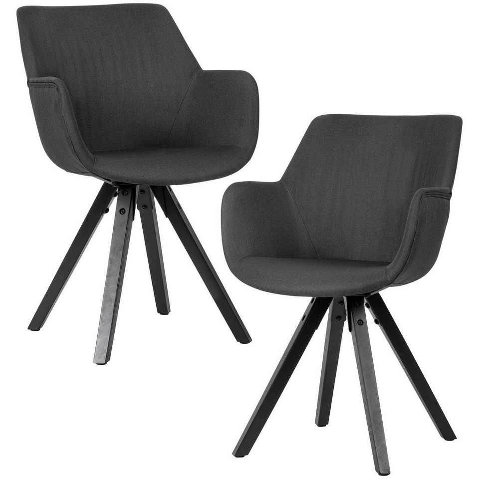 Finebuy 4 Fußstuhl Suva200911 2er Set Esszimmerstühle Stoff Schwarz