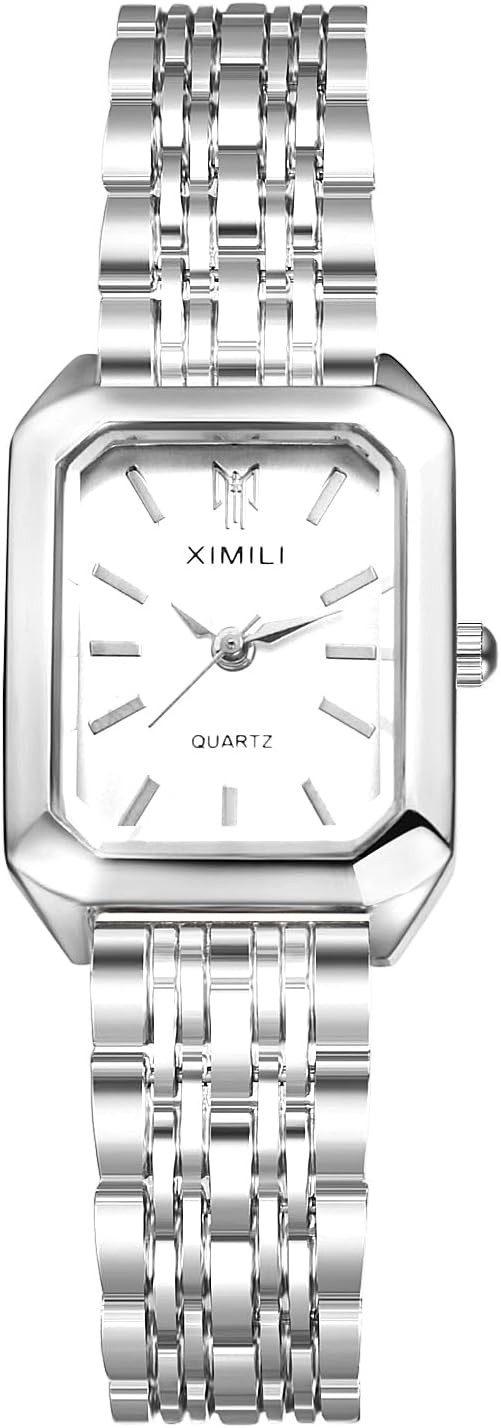 JewelryWe mit Quadratisches Zifferblattdesign Analoges Quarzwerk elegante Design Watch Watches Women Metal Bracelet Square Elegant Analog Quartz