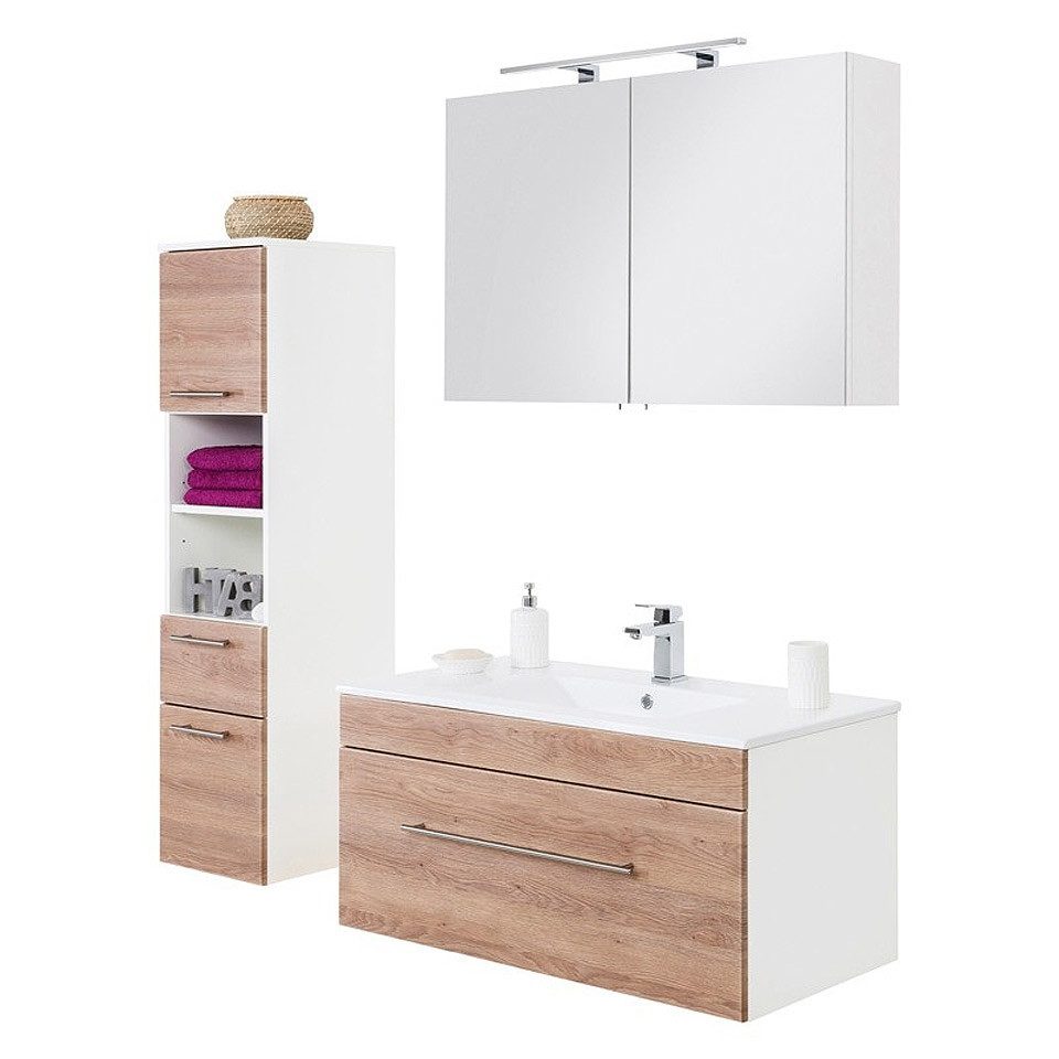 Lomadox Badmöbel Set Lagos 02 Spar Set 3 St Mit 100cm Mineralguss