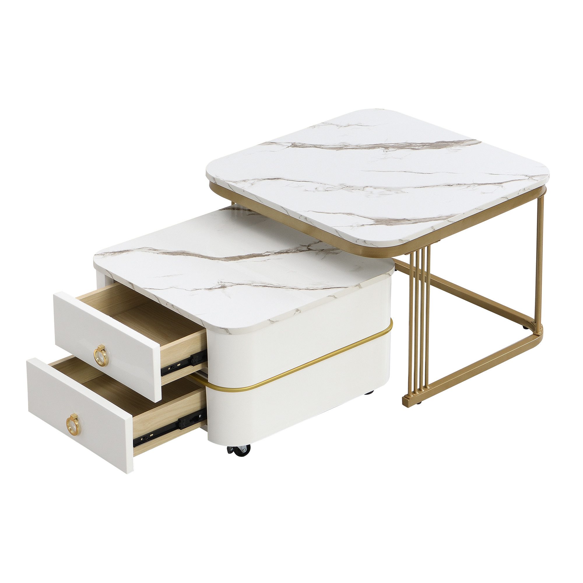 Rutaqian Couchtisch Beistelltisch 2er Set 60×50cm Wohnzimmertisch