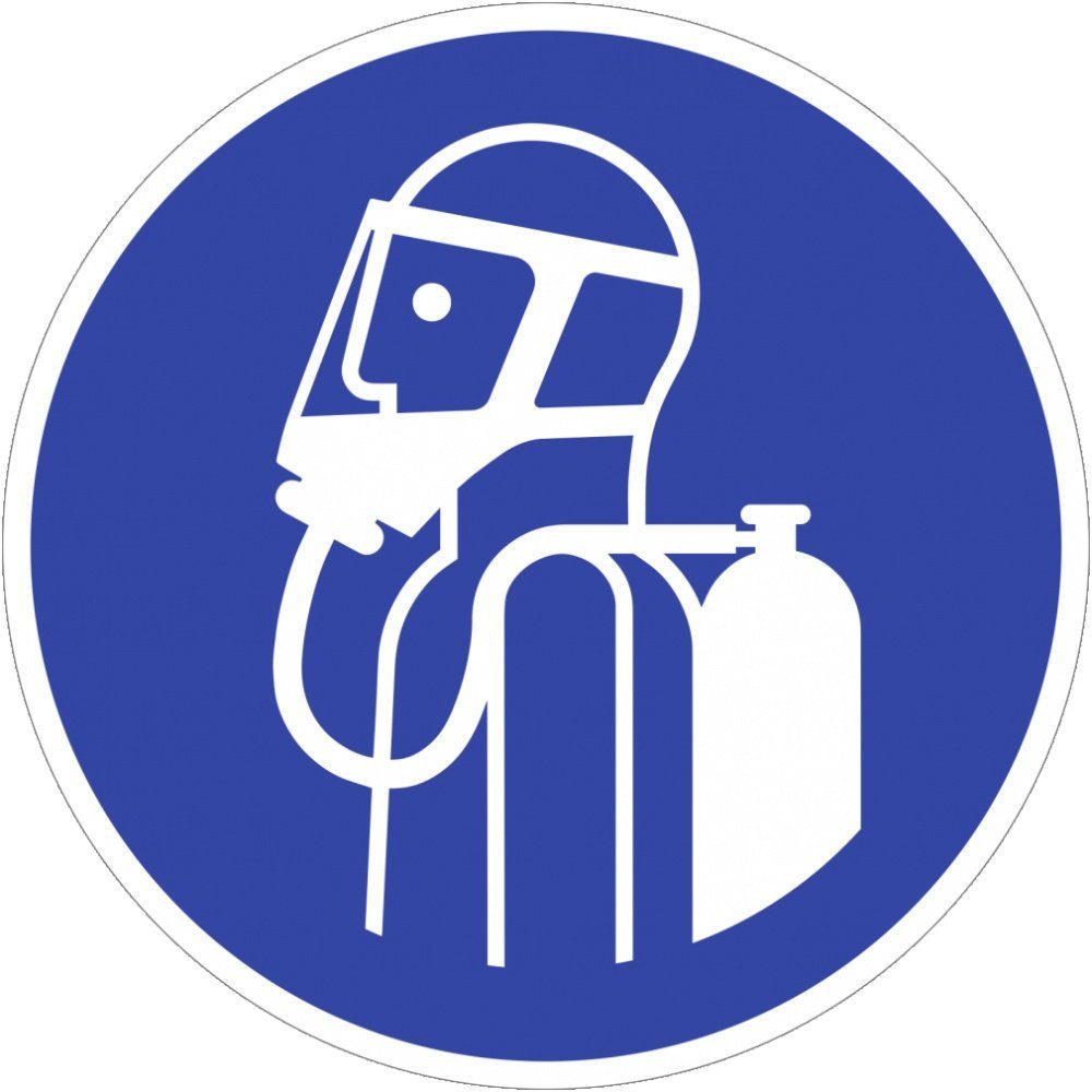 König Werbeanlagen Hinweisschild Umgebungsluftunabhängigen Atemschutz benutzen, Symbolschild ...
