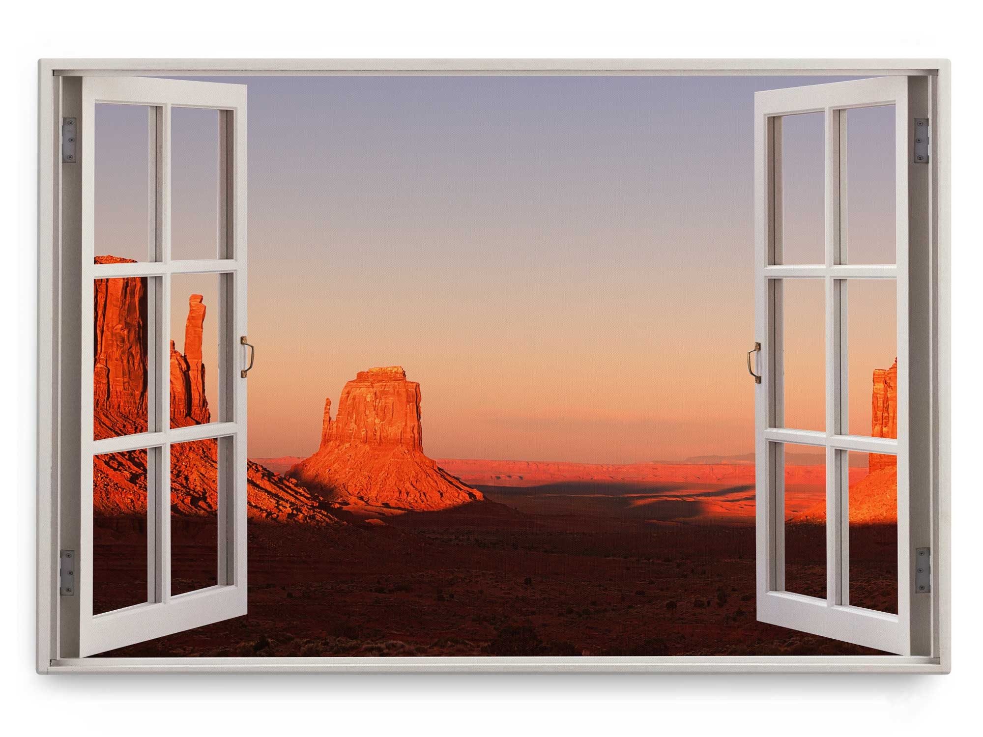 Sinus Art Leinwandbild Wandbild 120x80cm Fensterbild Grand Canyon Colorado Rot Abendrot Sonne ...