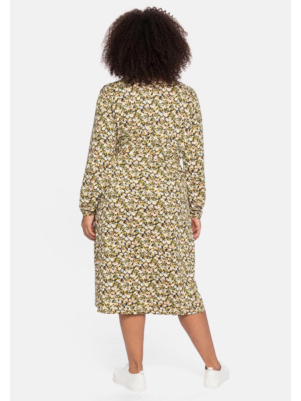 Sheego Jerseykleid Große Größen Mit Millefleurs Druck Und V Ausschnitt