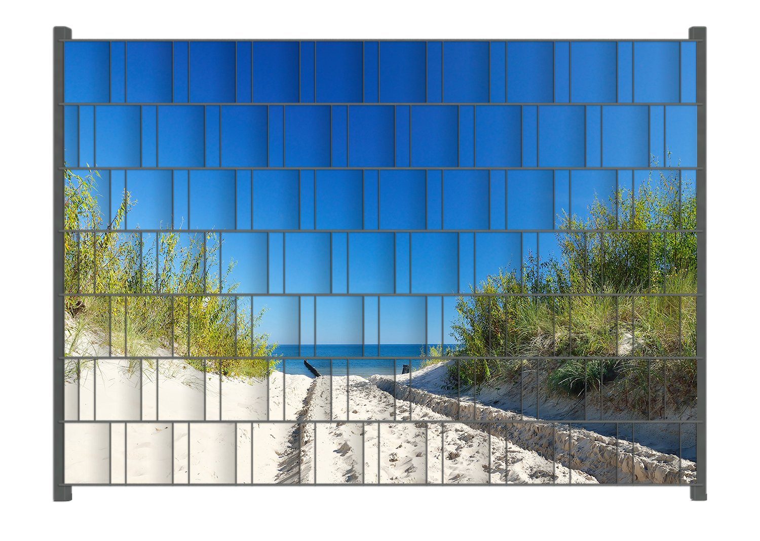 Wallario Sichtschutzstreifen Auf Dem Sandweg Zum Strand Blauer Himmel