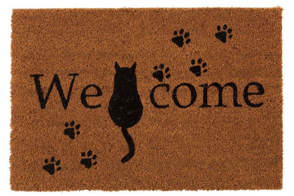 Gilde Dekoobjekt Katze Welcome Fußmatte Aus Kokos Natur Und Schwarz