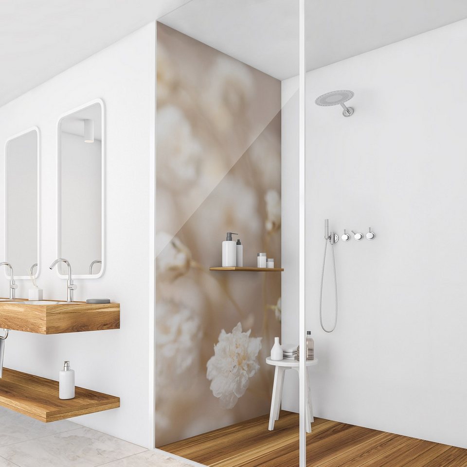 Bilderdepot24 Badrückwand Blumen Beige Duschrückwand Ohne Bohren Dusche