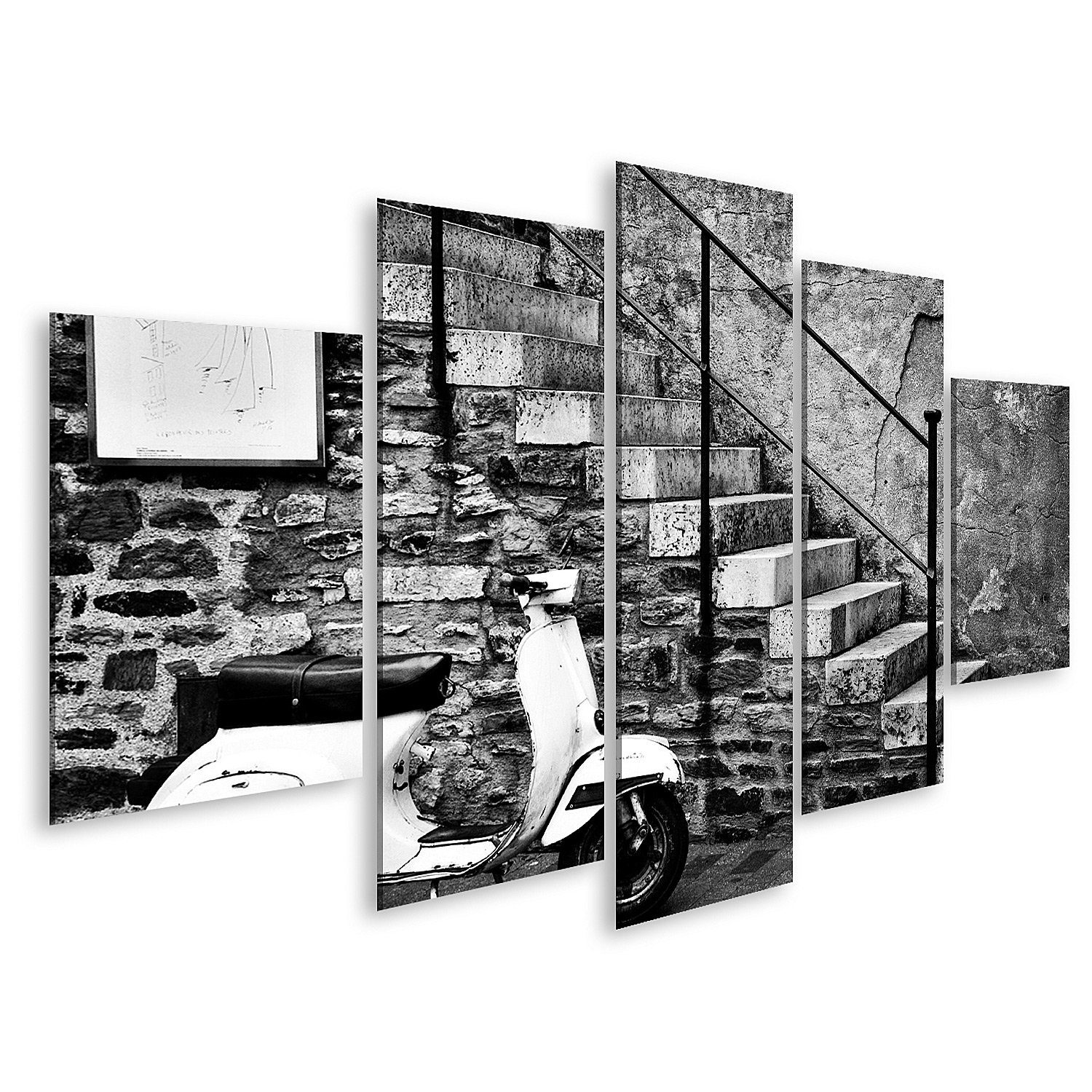 islandburner Leinwandbild Bild auf Leinwand Alter Vespa Roller Geparkt Bei Einem Café Wandbild ...