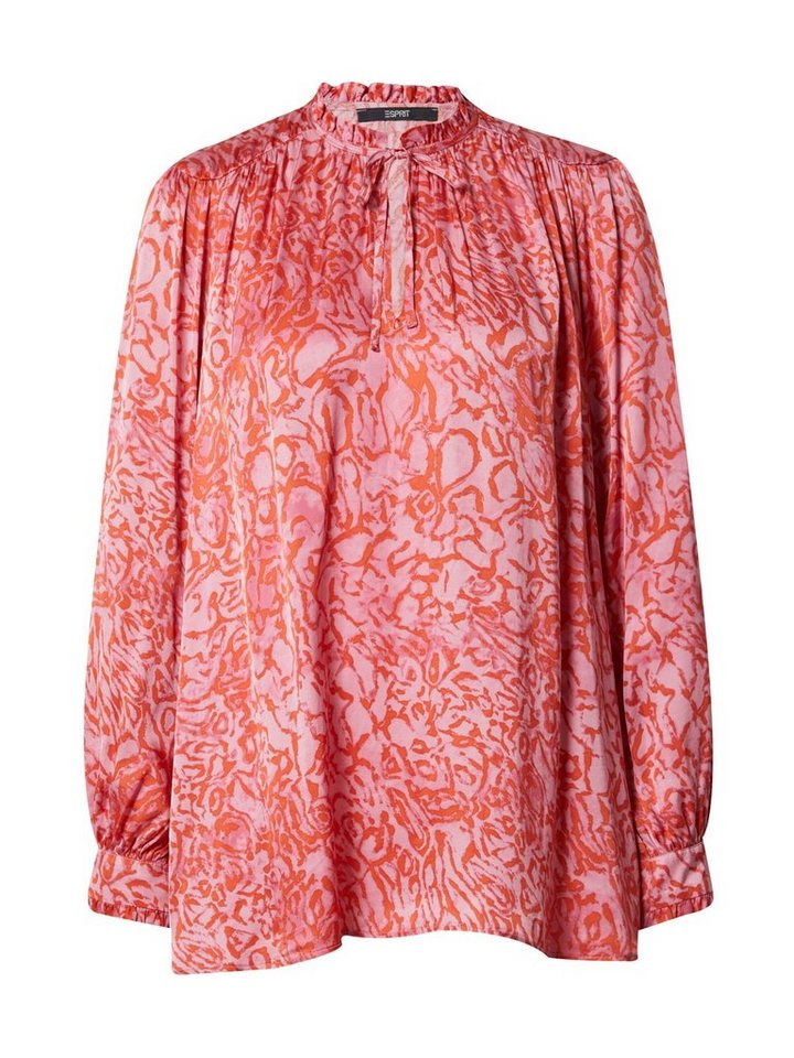 Esprit Collection Langarmbluse Gemusterte Satinbluse Mit Rüschenkante