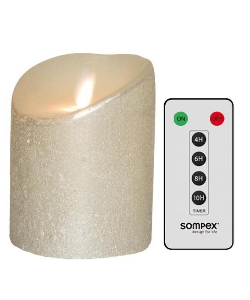 Sompex Led Kerze Flame Led Kerze Silber Metallic 10cm Mit Fernbedie