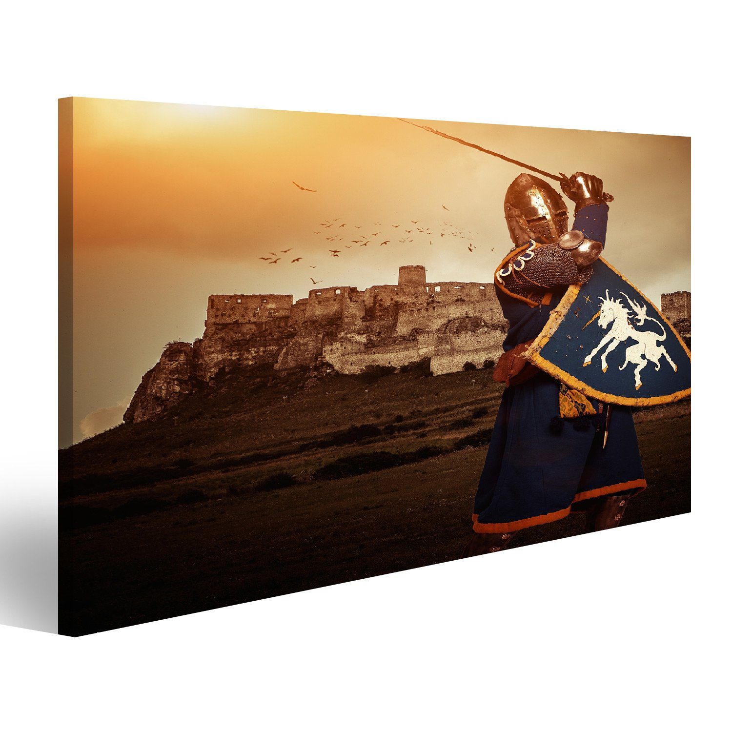 islandburner Leinwandbild »Bild auf Leinwand Mittelalterliche Ritter Gegen Zipser Burg Der ...