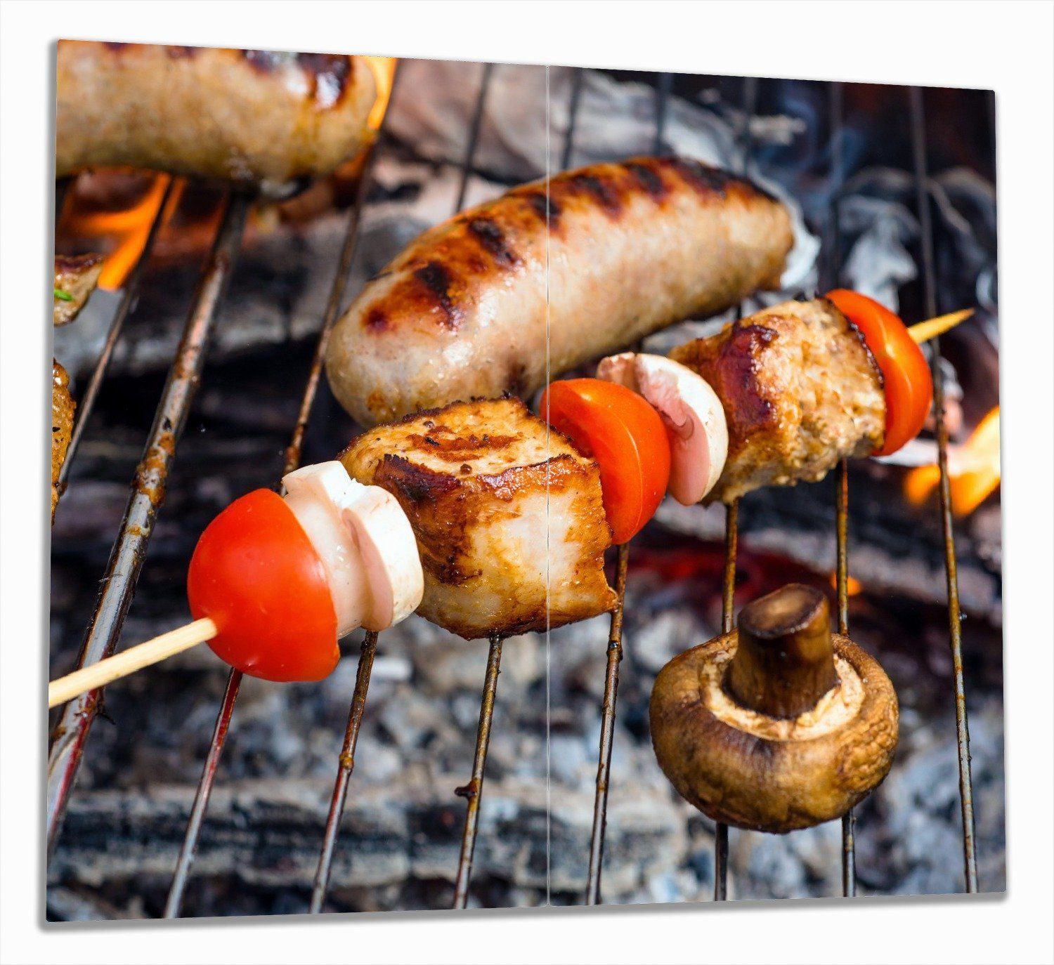 Wallario Herd Abdeckplatte Schaschlik Und Würste Auf Einem Grill Esg
