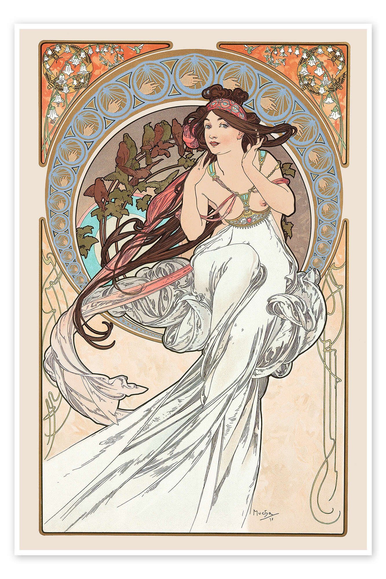 Posterlounge Poster Alfons Mucha Die Vier Künste Musik Wohnzimmer
