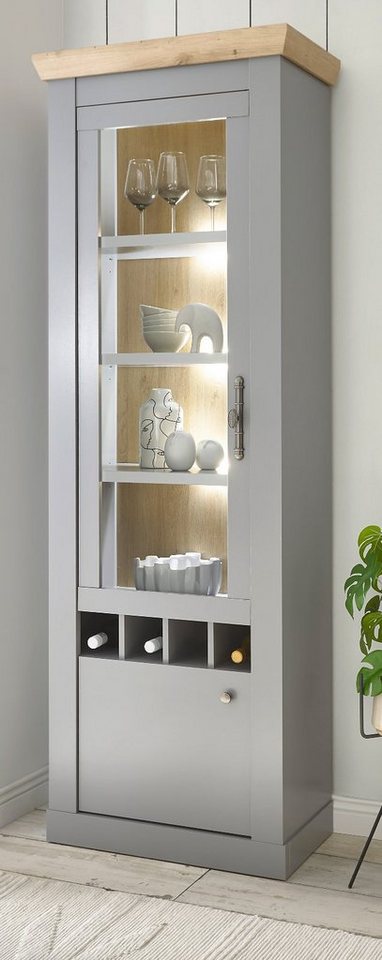 Furndesign Standvitrine Rideau Stauraumvitrine In Grau Mit Artisan