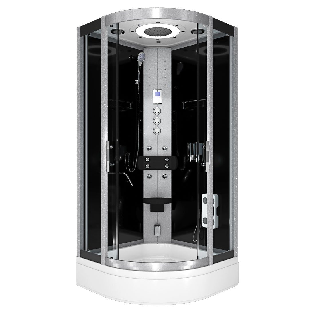 AcquaVapore Dampfdusche Dampfdusche Duschkabine D58-53T3-ALL sw 90x90, Sicherheitsglas ESG ...