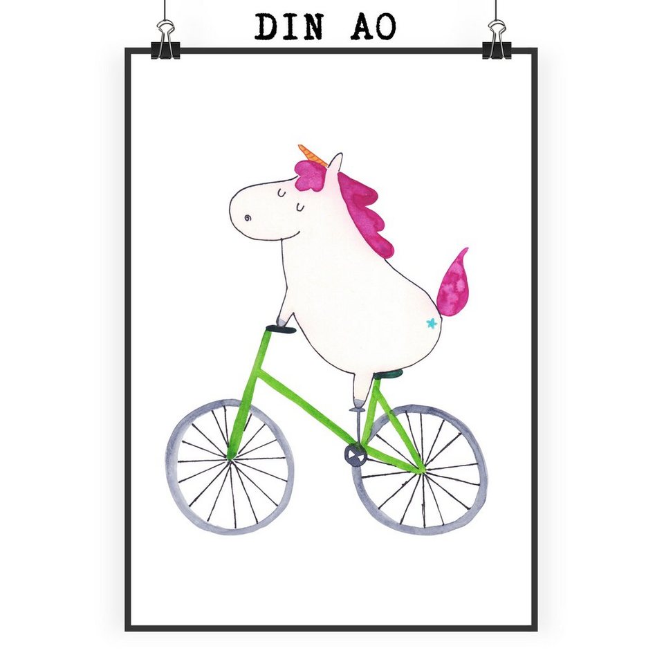 Mr And Mrs Panda Poster Din A0 Einhorn Radfahrer Weiß Geschenk