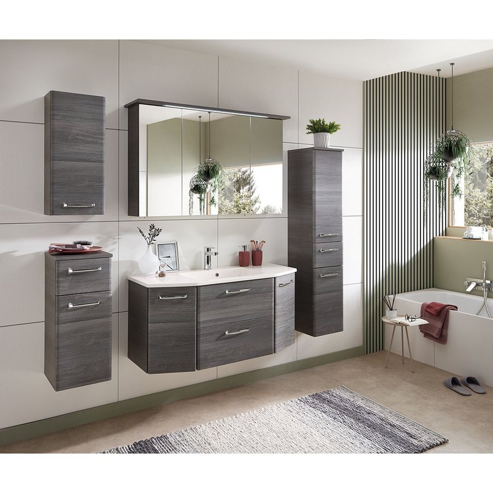Lomadox Badmöbel Set Alina 66 Spar Set 5 St Graphit Struktur Quer
