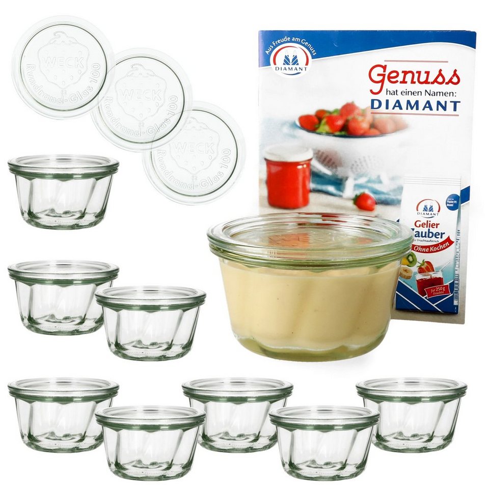 Mambocat Einmachglas 9er Set Weck Gugelhupfglas 280 Ml 9 Glasdeckel