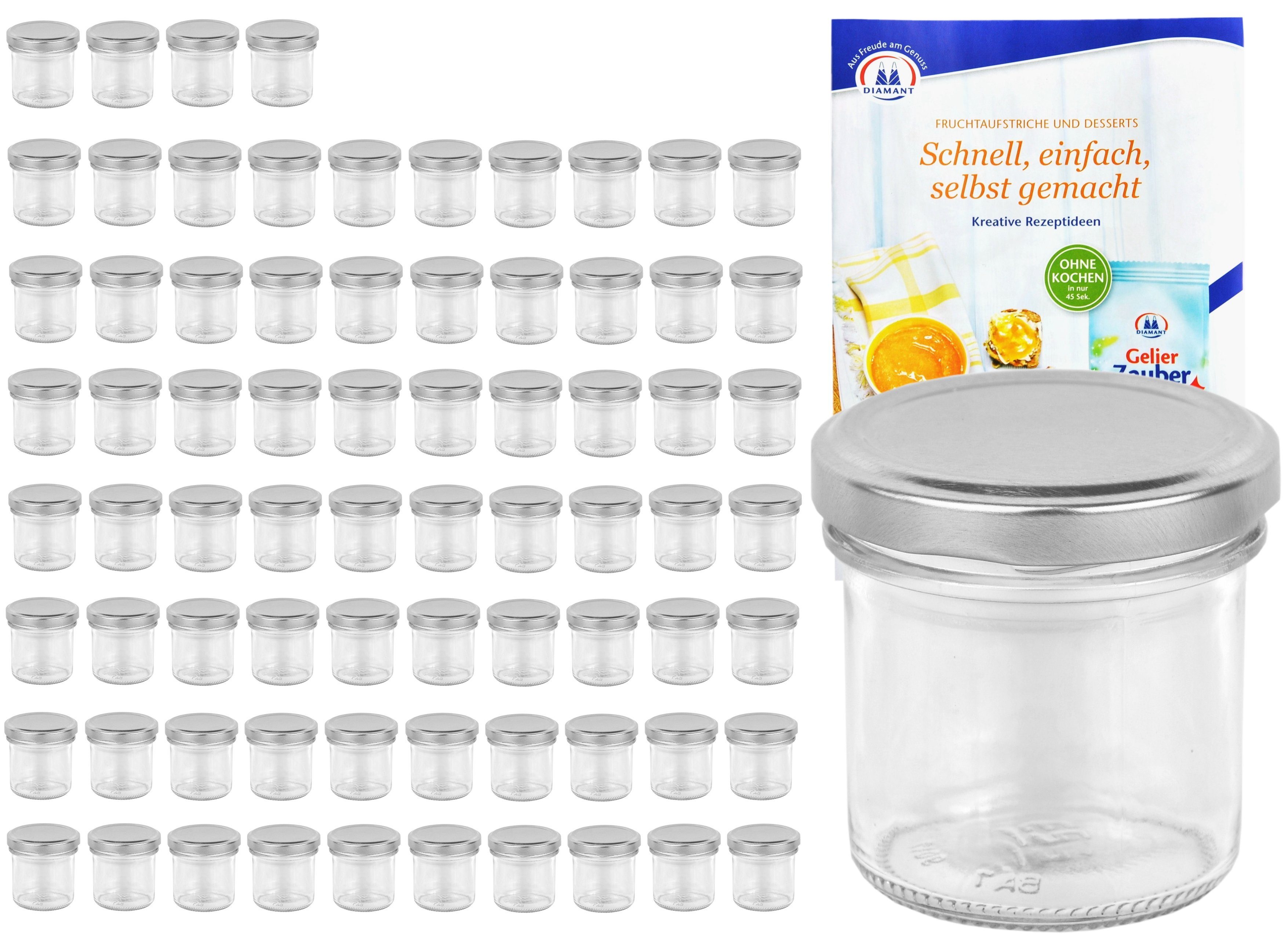 Mambocat Einmachglas 75er Set Sturzglas 167 Ml To 66 Silberner Deckel