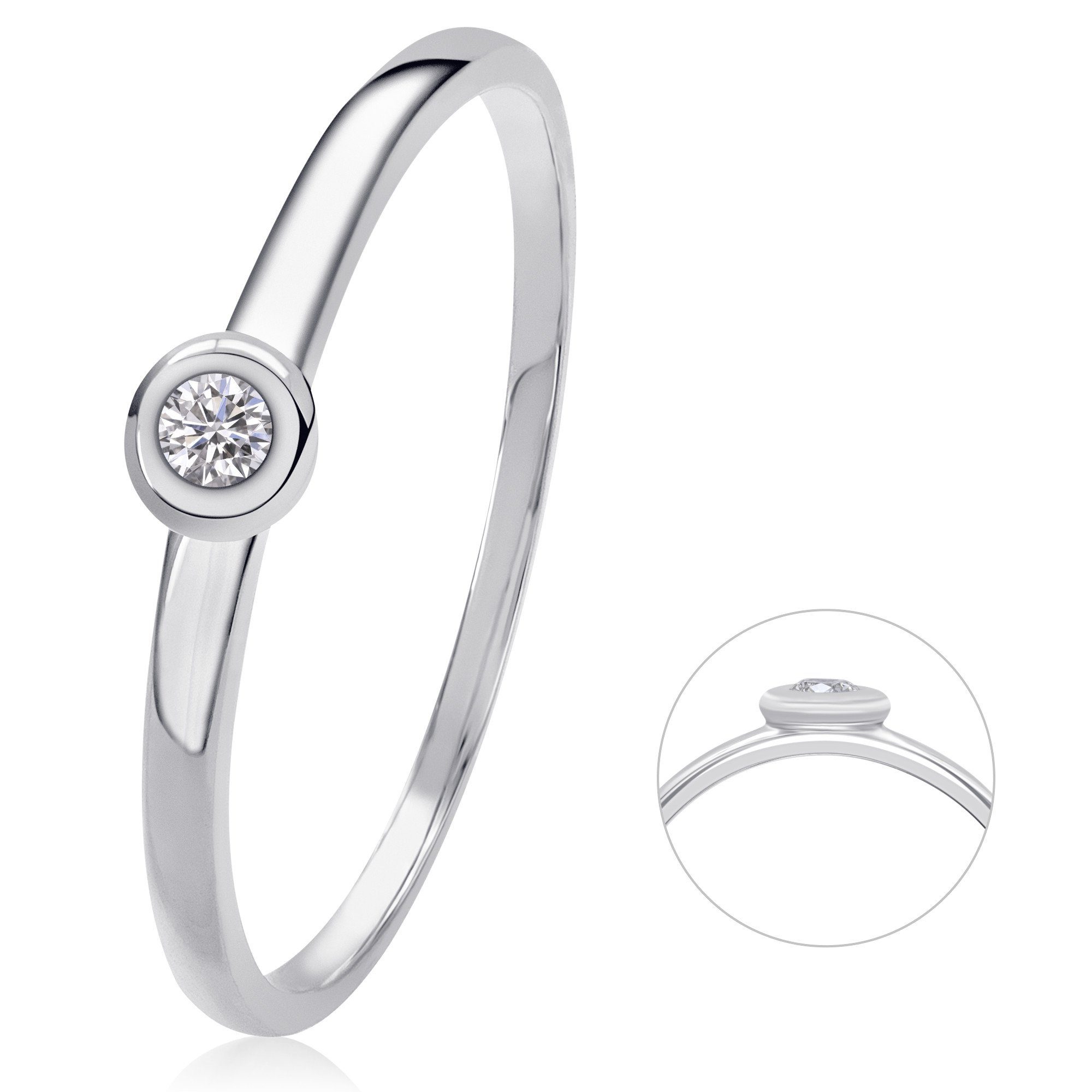 ONE ELEMENT Diamantring 0,03 ct Diamant Brillant Ring aus 585 Weißgold, Damen Gold Schmuck