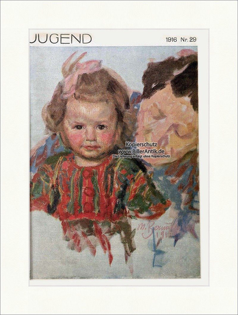 Kunstdruck Titelseite der Nummer 29 von 1916 Max Bernuth Kind Mädchen ...