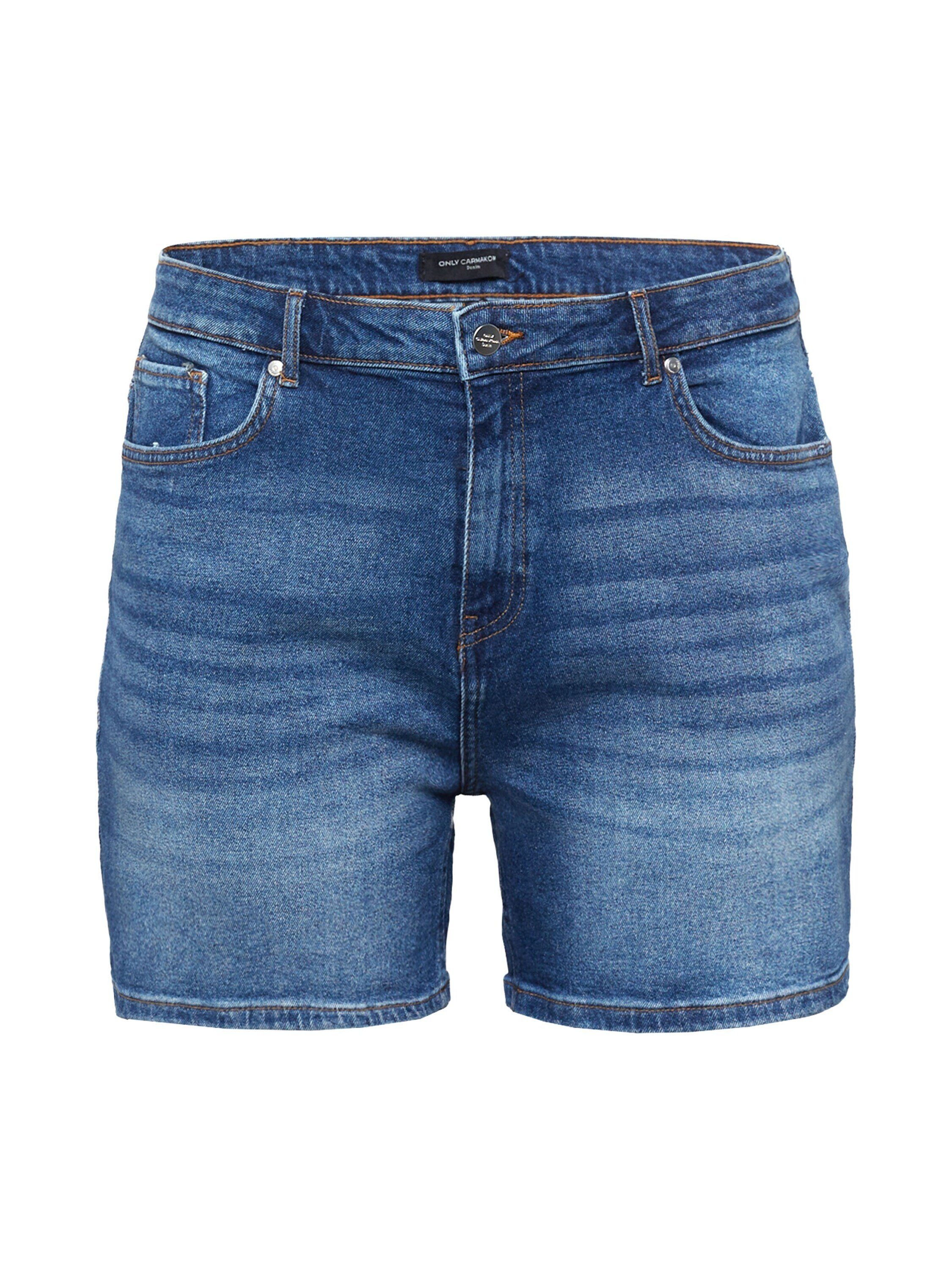 ONLY CARMAKOMA Jeansshorts ENEDA (1-tlg) Patches, Abgesteppter Saum/Kante