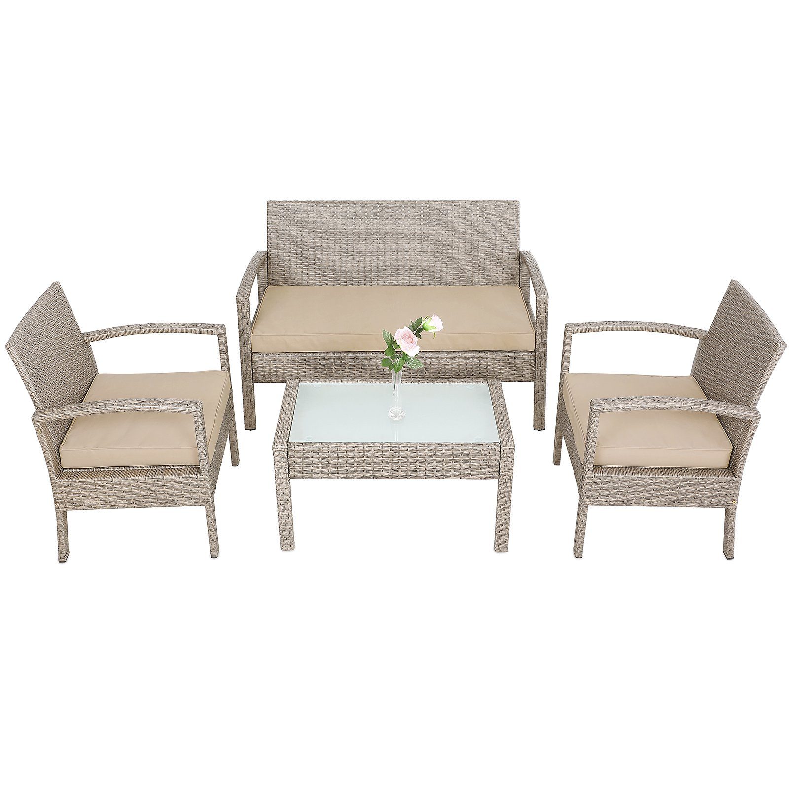 Casaria Loungeset Poly Rattan Lounge Set 5cm Dicke Auflagen 2