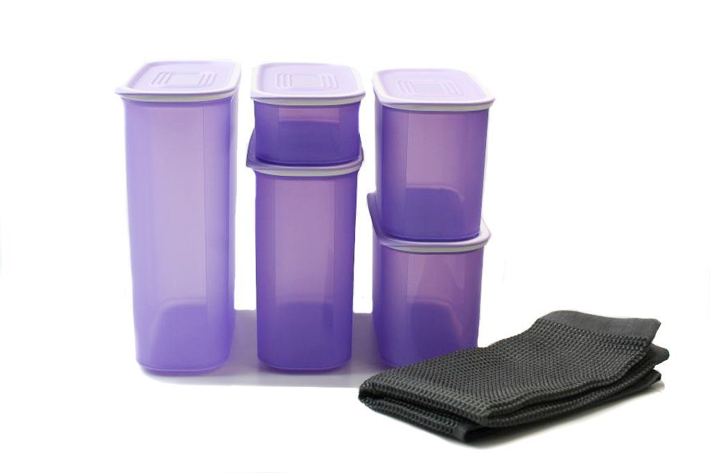 TUPPERWARE Back-Set Quadro lila Set + GLASTUCH