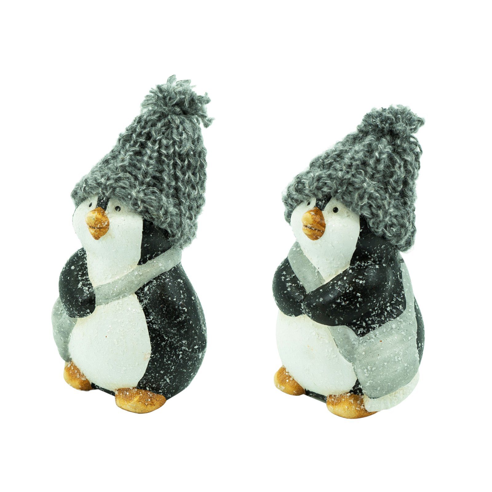 Hti Living Dekofigur Pinguin Figur Mit Grauer Wollmütze 1 St 1